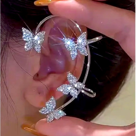 Jewelry | Sparkling Chrome And Rhinestone Ear Cuff | Poshmark